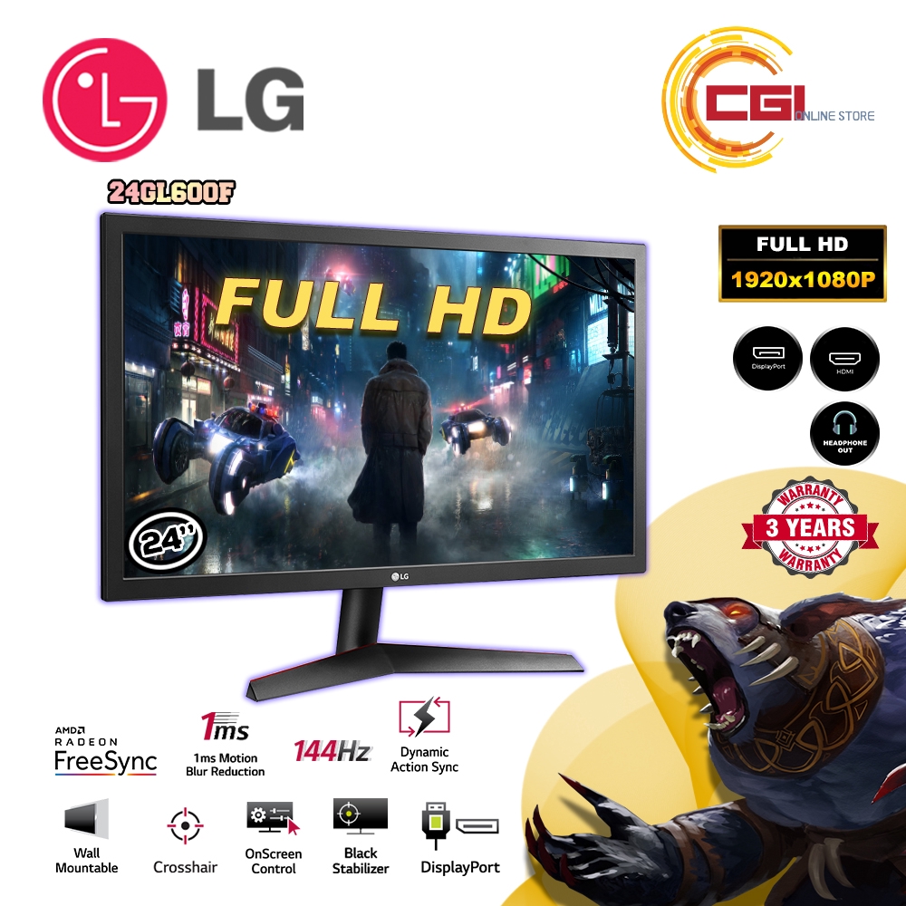 LG 24" 24GL600F UltraGear 144Hz Radeon FreeSync Gaming Monitor | Shopee ...