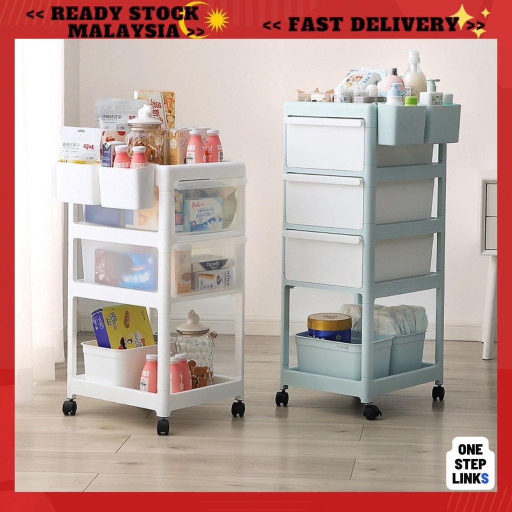Baby Storage Rack Multipurpose 3 Tier Layer Storage Trolley Anti Dust ...
