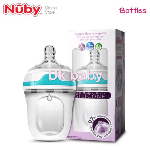 Nuby Silicone Bottle With New Slow Flow Silicone Nipple 150ml5oz (50000) | Shopee Malaysia
