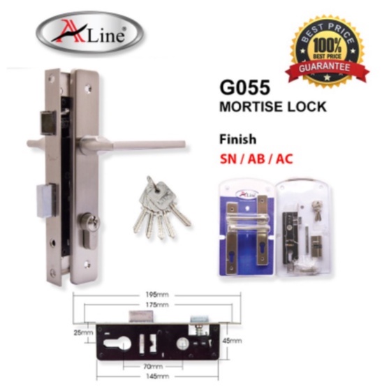 ALine Mortise Lock Set - G055 - SN - Metal Grill Lock - Kunci Grill ...