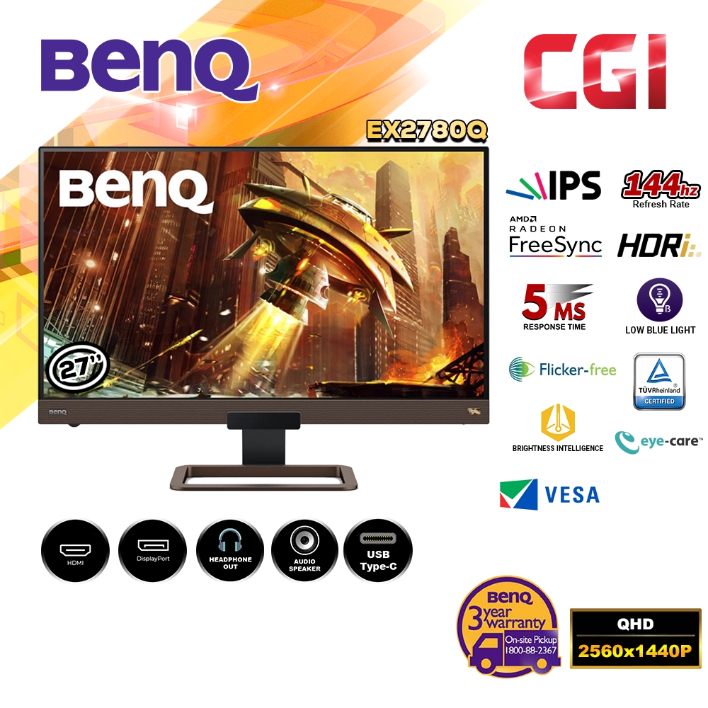 Benq 27" ex2780q 144hz 2k hdri freesync ips gaming monitor | BeeCost