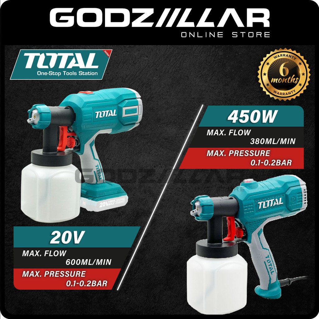 TOTAL 450W Corded Spray Gun & 20V Cordless Spray Gun | TT3506 ...