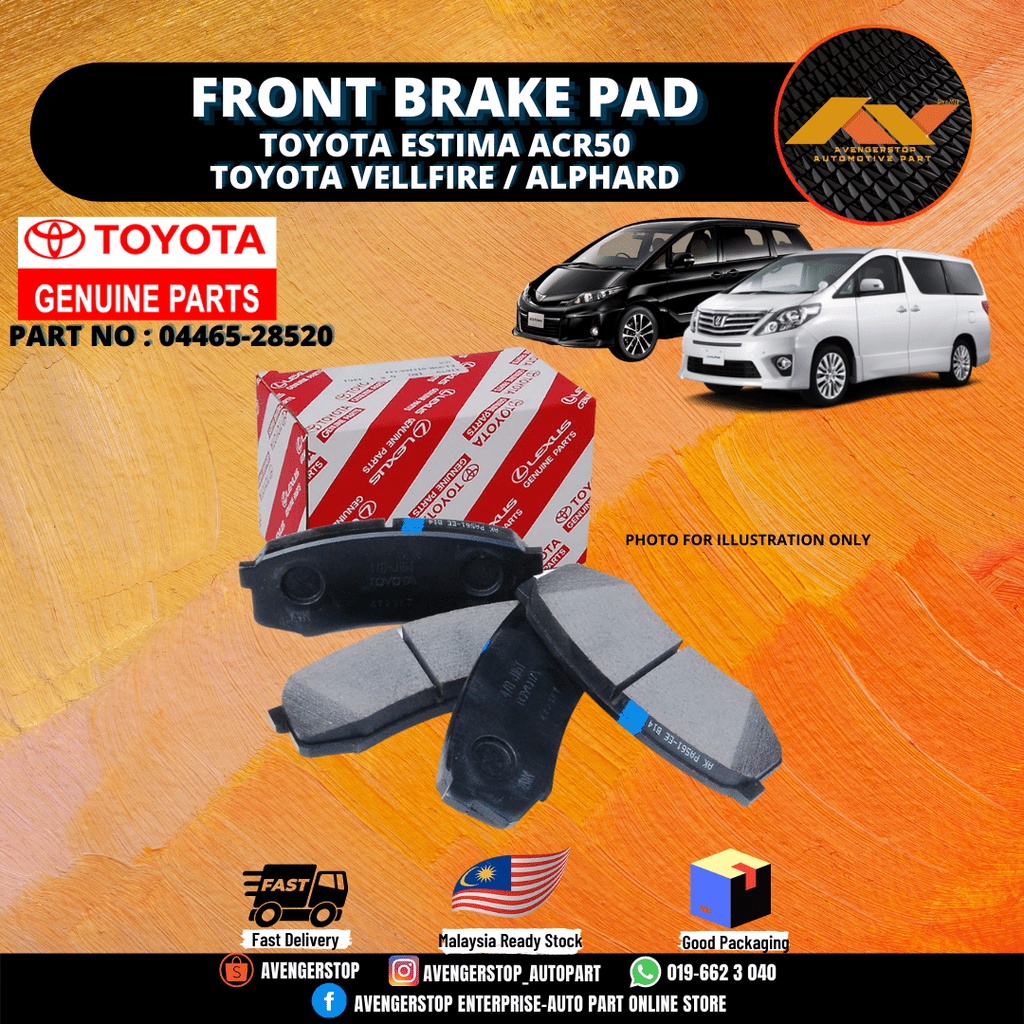 TOYOTA ESTIMA ACR50 VELLFIRE TOYOTA FRONT BRAKE PAD 100% ORIGINAL 04465 ...