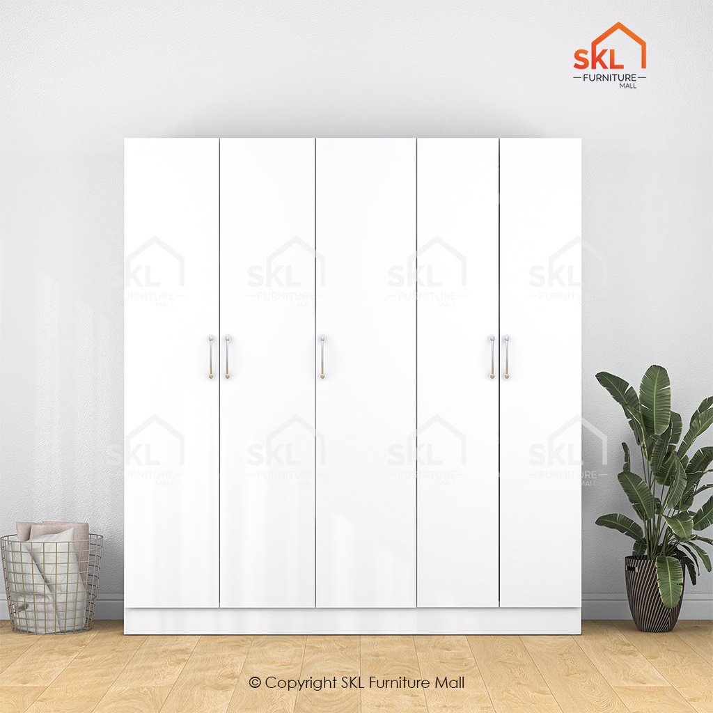 [15MM THICKNESS BOARD] 5FT 5-DOORS WARDROBE / ALMARI BAJU WITH HANDLE ...
