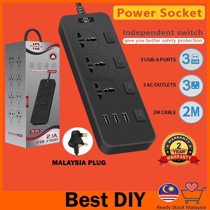 Universal Power Socket Extension With USB Ports Power Strip Surge ...