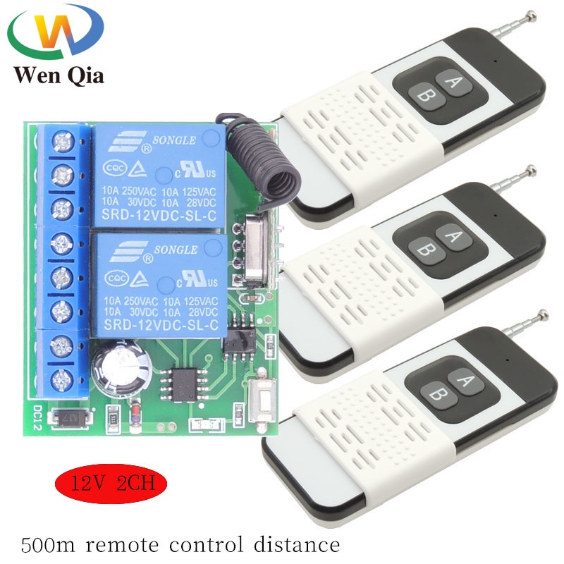 433MHz Rf Wireless Switch DC 12V 2CH Relay Receiver and 500m ...