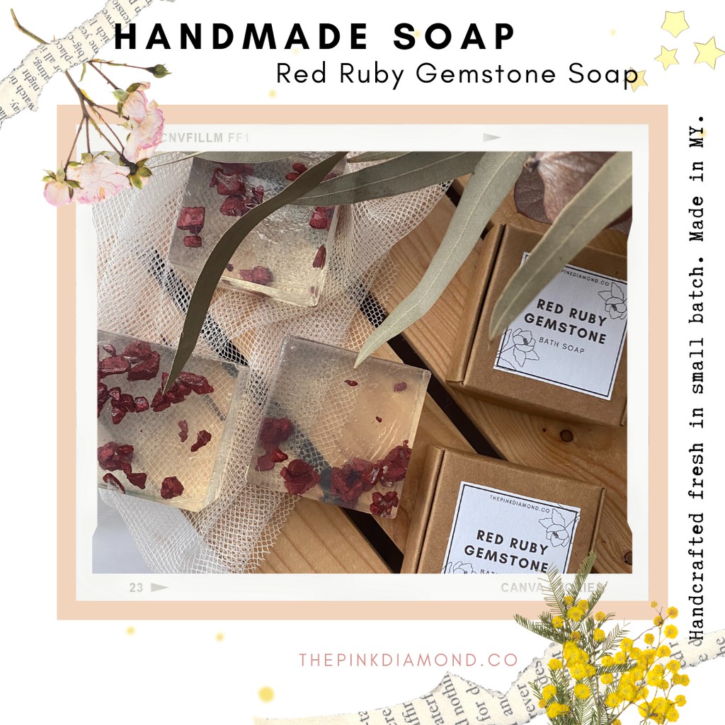 HANDMADE SOAP | RED RUBY GEMSTONE DESIGN (SCENT : ROSE FRAGRANCE) SLS FREE SOAP | DOORGIFT SOAP ...