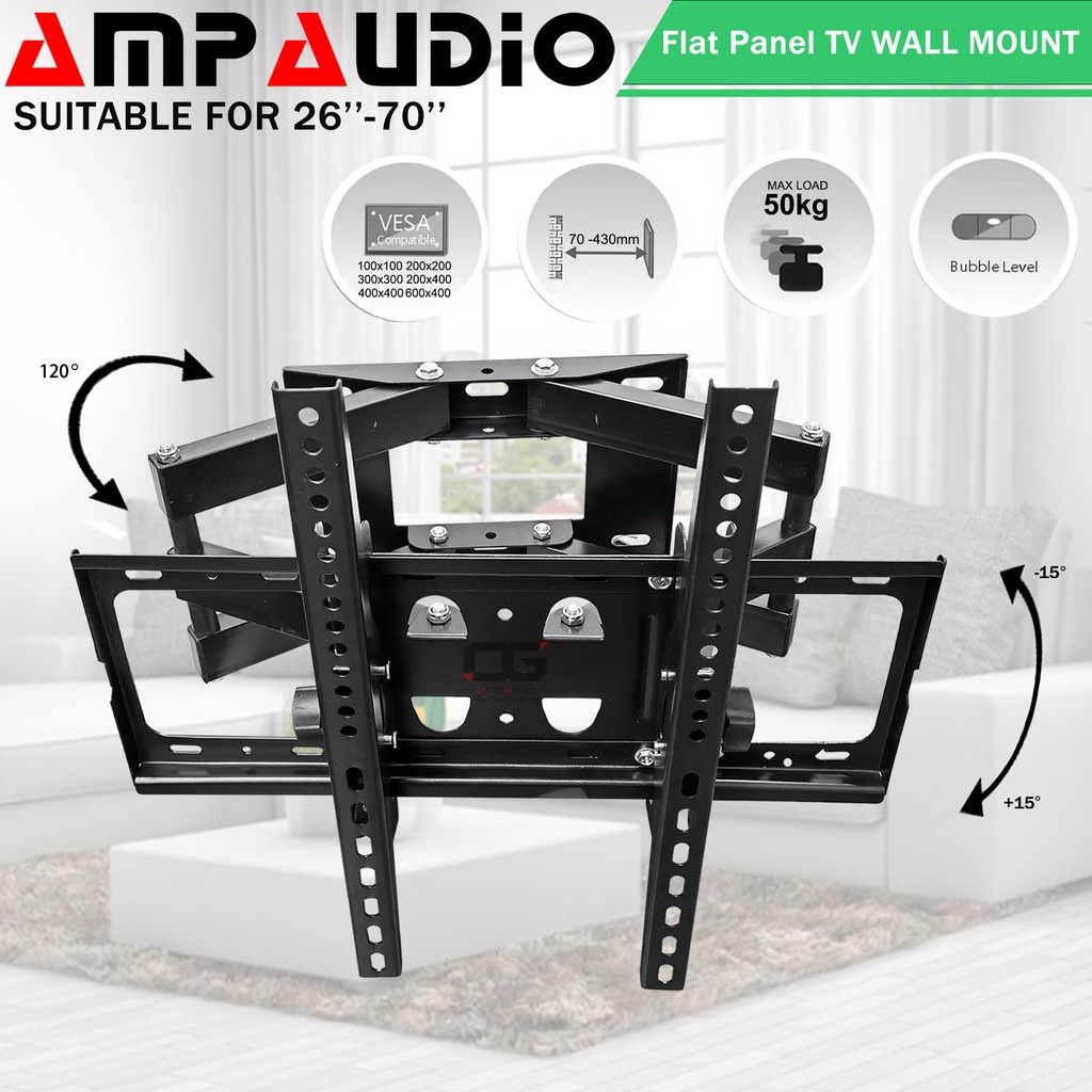 TV Bracket Full Motion Adjustable 26''-55'' / 32''-70" Double Arm ...
