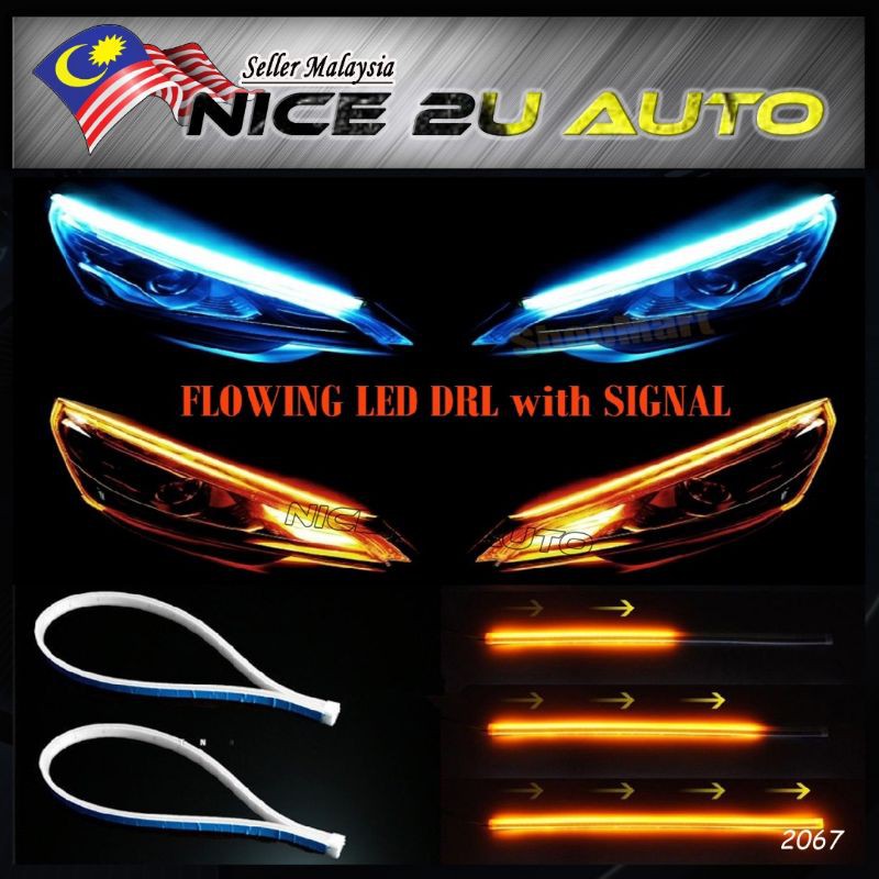 DRL Turn Signal Flowing Light Guide Strip Car Led Headlight DRL Strip ⚡ ...