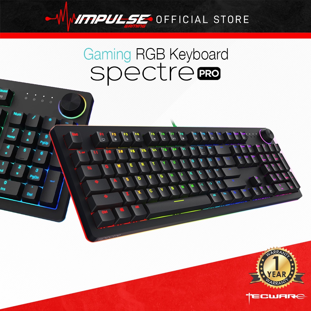 TECWARE Gaming Keyboard Spectre Pro RGB Backlit Mechanical Keyboard ...