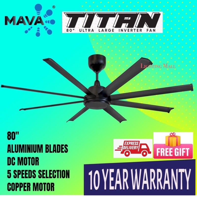 MAVA TITAN 80"DC CEILING FAN 8 BLADE WITH REMOTE CONTROL DCFAN KIPAS ...