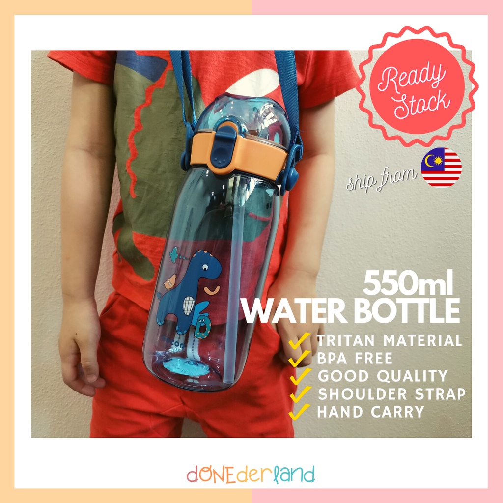 Kids Water Bottle TRITAN BPA FREE 550ml Drinking Water Tumbler School Flask with straw Cute ...