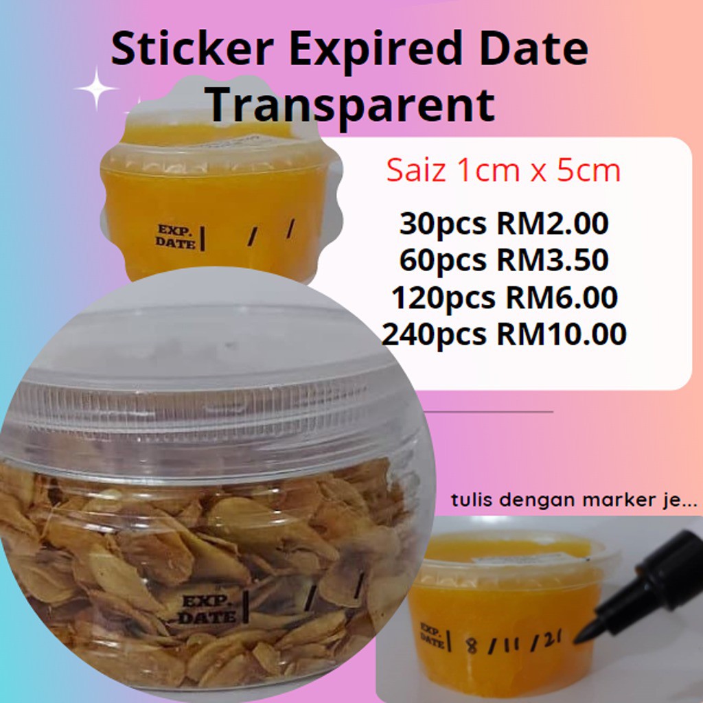 Sticker Expired Date / Tarikh Luput Transparent Saiz 1cm x 5cm | Shopee ...