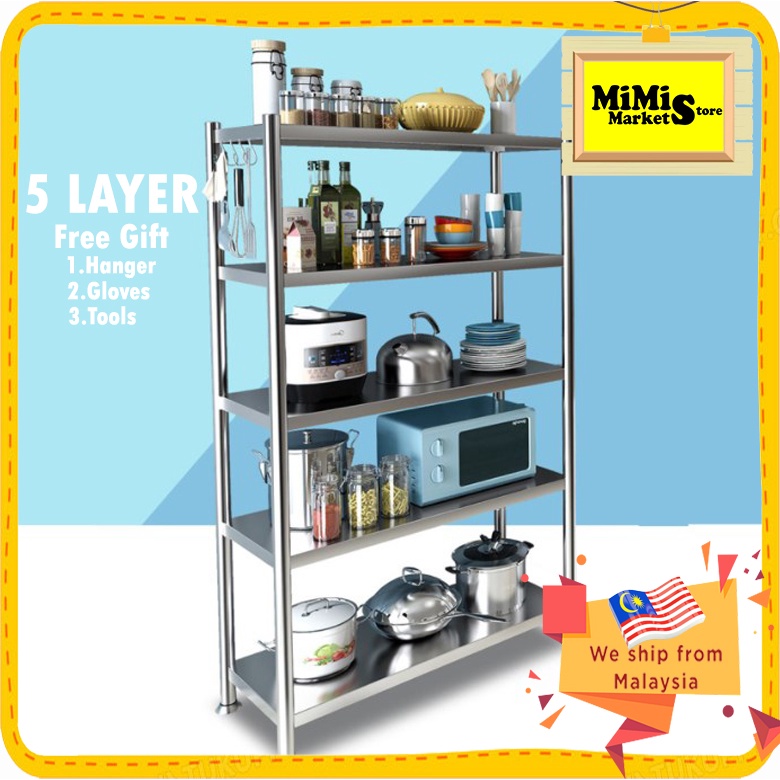 5 Layer Modern Thick Kitchen Organizer Stainless Steel Shelf And Racks ...