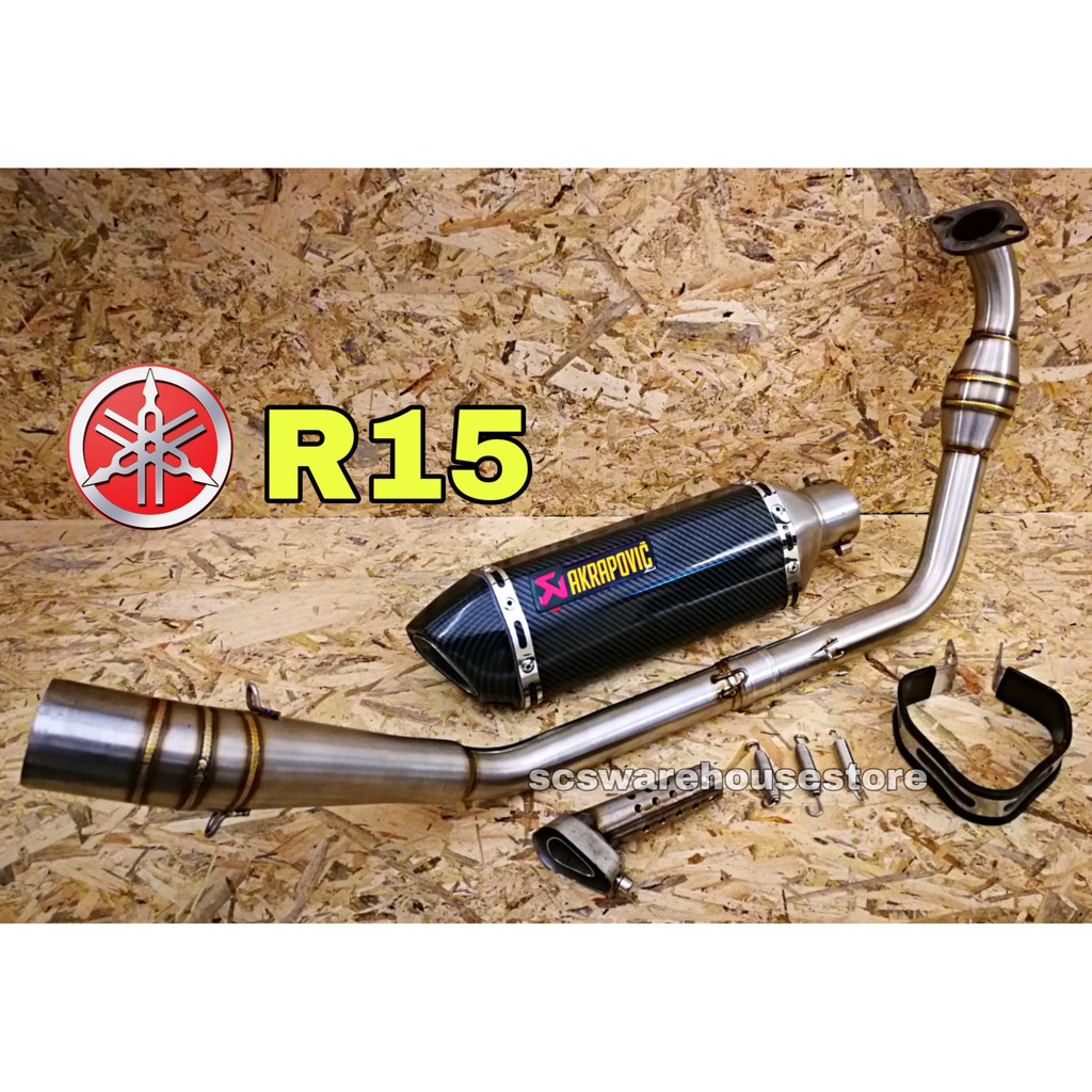 Yamaha R15 MT15 R15M Full System Exhaust + Power Boom Manifold Link ...