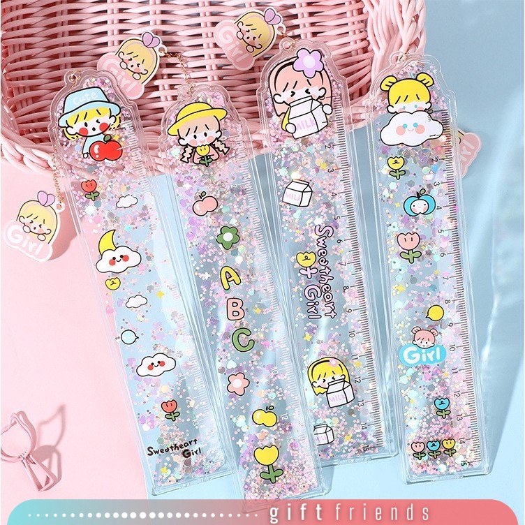 Writing Utensils!pen! Sparkle Glitter Water Filled Ruler Happy Cute ...