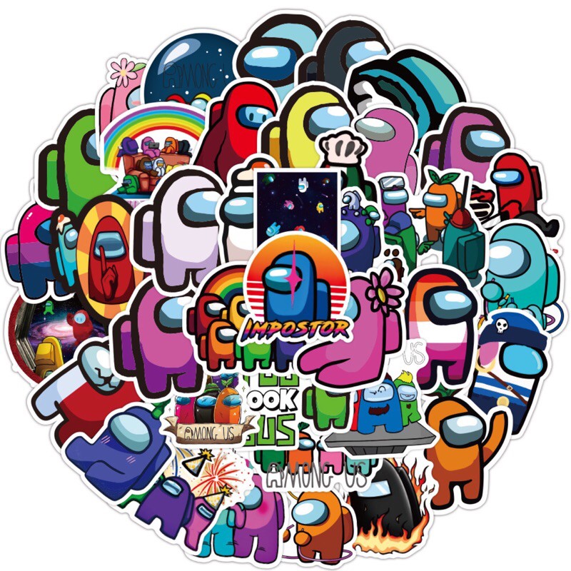 AMONG UUS PVC STICKERS / Tag (50 pcs /set ) famous kids Gift collection ...