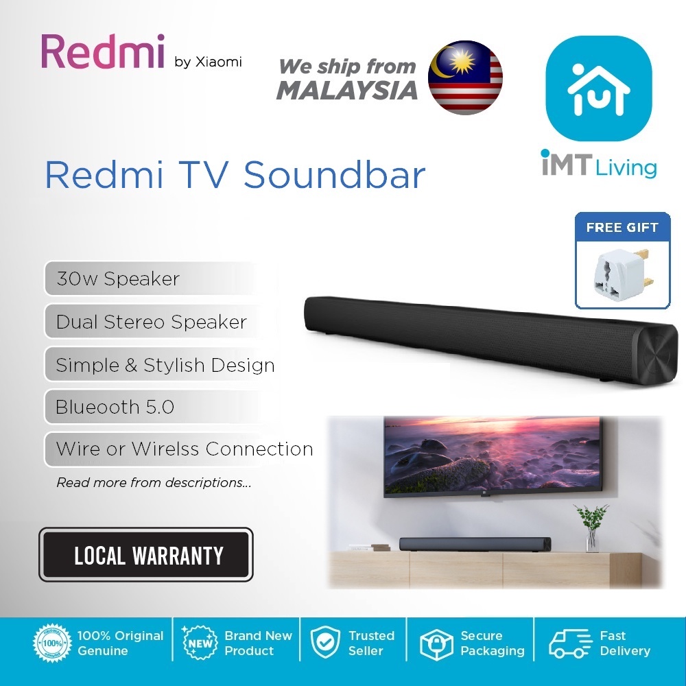 Xiaomi Redmi TV Soundbar Black | 30W Output Capacity | Bluetooth 5.0 ...
