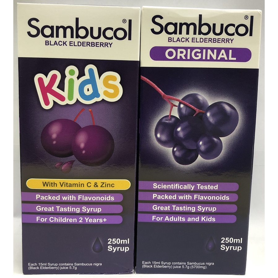 SAMBUCOL ORIGINAL BLACK ELDERBERRY SYRUP - ORIGINAL 250ML (ADULT/KID ...