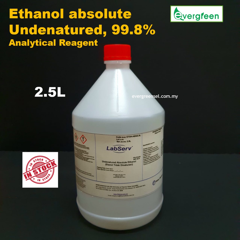 Ethanol Absolute undenatured, 99.8% Analytical Reagent 2.5L | Shopee ...