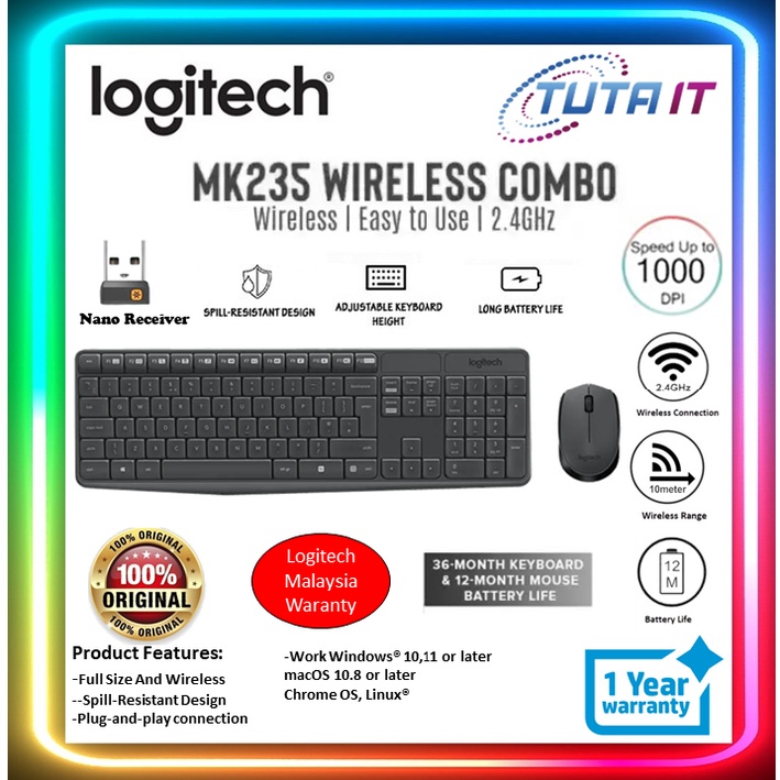 Logitech Mk235 Wireless Keyboard And Mouse Combo 920 007937 Logitech