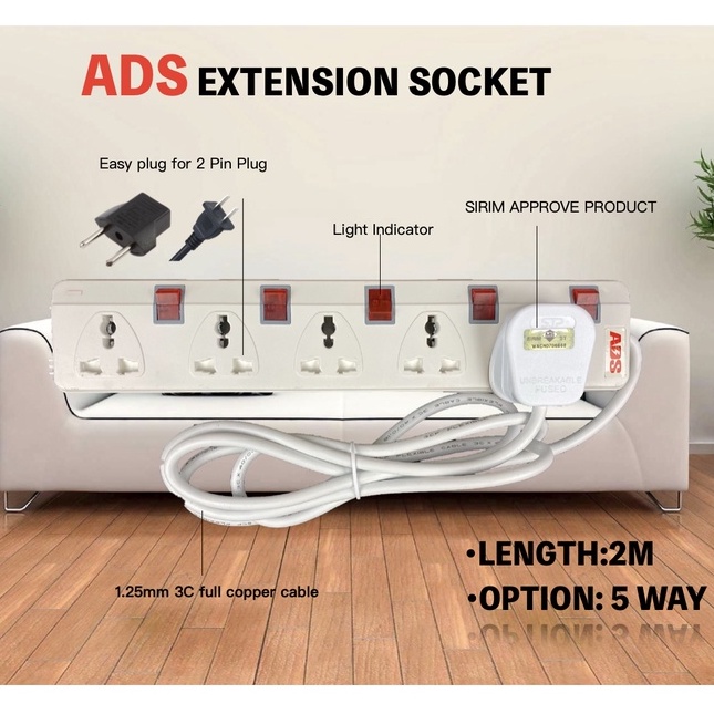 SEMENYIH ADS Multi Extension Socket Multi Trailing Socket Extention ...