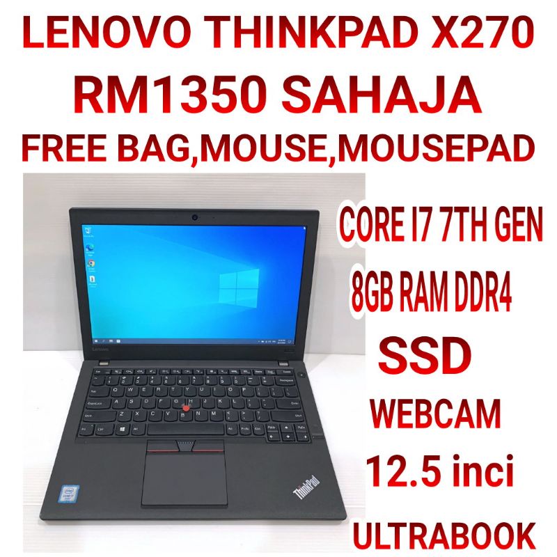 LAPTOP LENOVO THINKPAD ULTRABOOK X270 I7 7TH GEN,8GB RAM ,SSD GRADE A | Shopee Malaysia