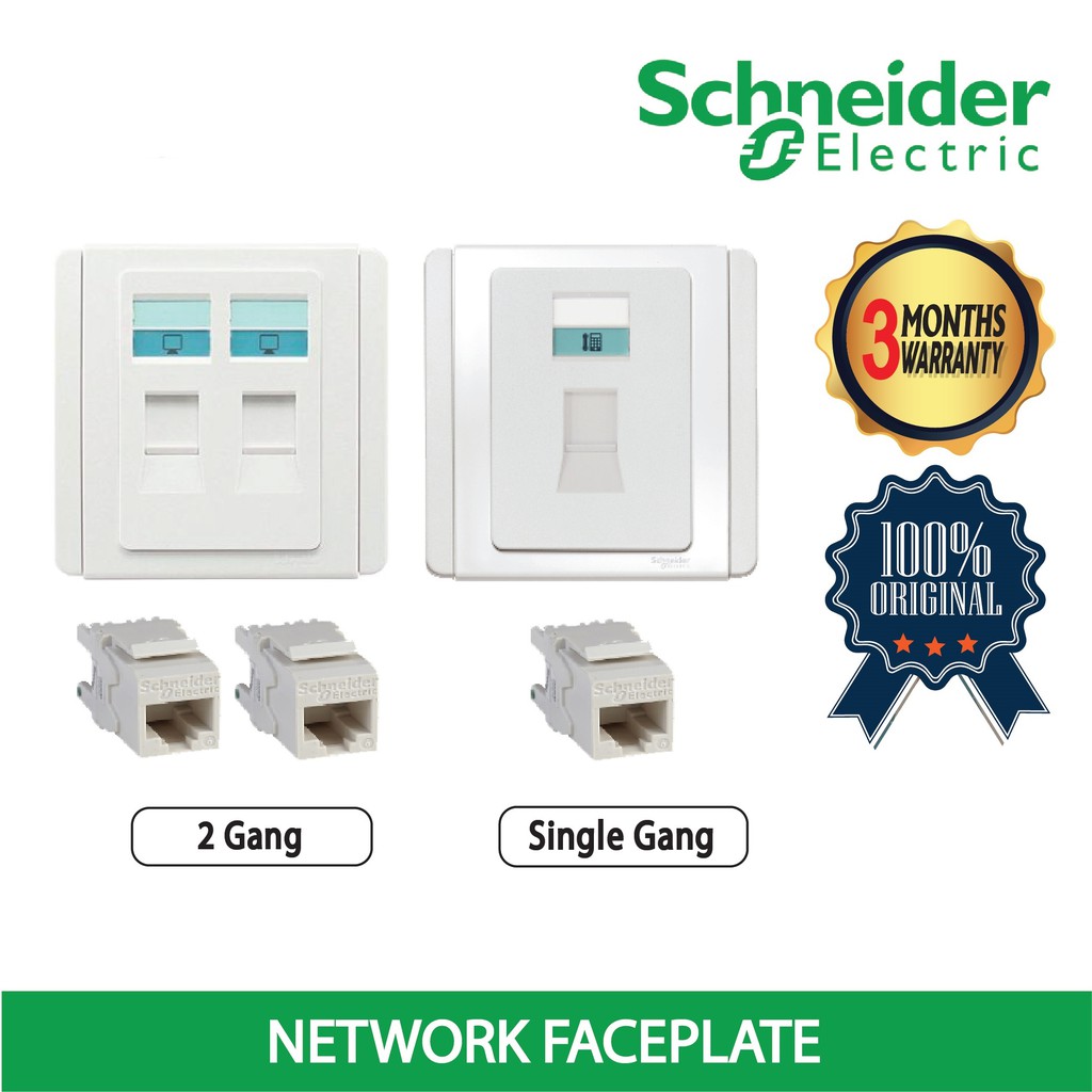 Schneider Cat6 Network Faceplate (E3031RJKWW E3032RJKWW VDIB17366UWE ...