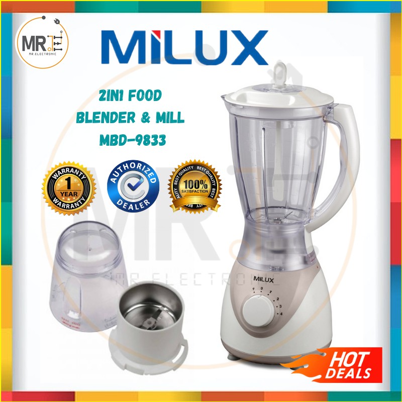 MILUX 2-IN-1 FOOD BLENDER MBD-9833 Come With Jug and Dry Mill MBD9833 ...