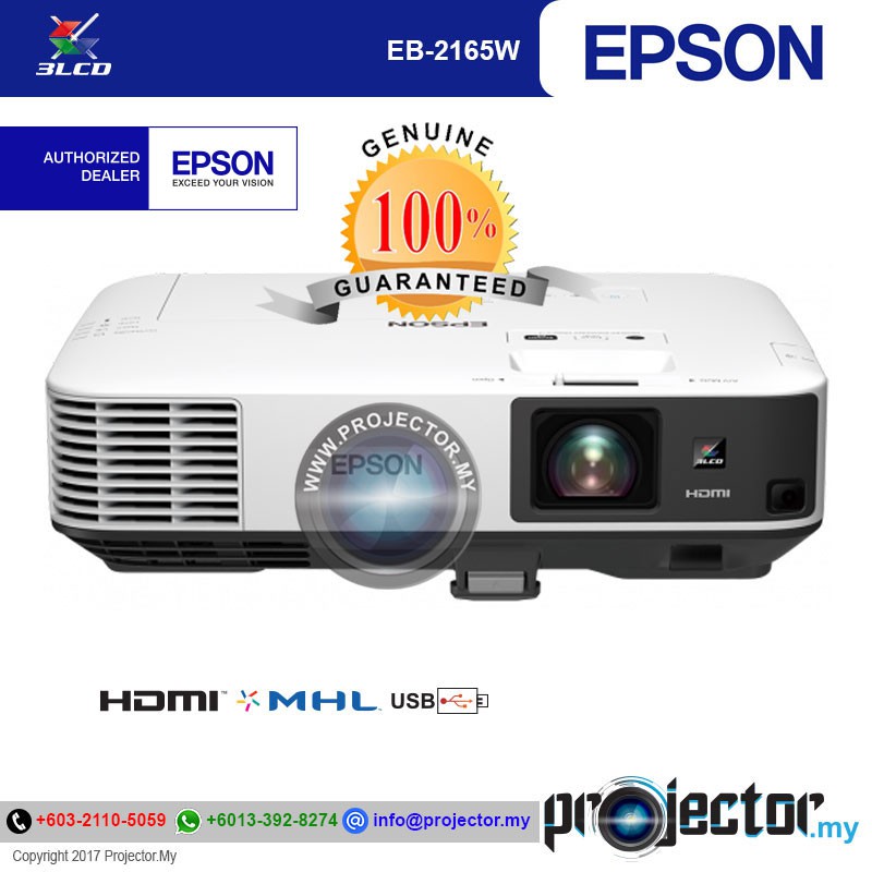 Epson EB-2165W 5500 Lumens WXGA 3LCD High Brightness Projector, High Lumens Projecktor, Large ...