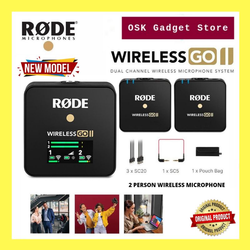 Rode Wireless GO 2 Wireless GO II 2TX + 1RX 2 Person Wireless Microphone | Built In Mic ...
