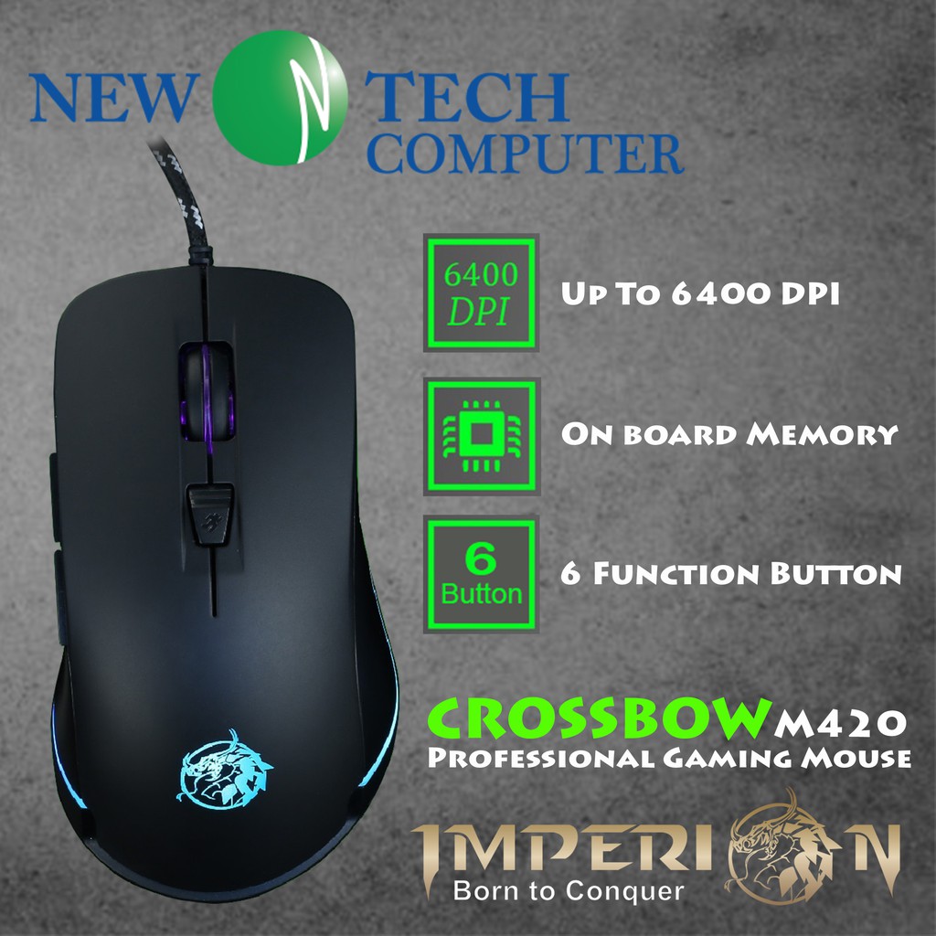 Imperion CrossBow M420 6400DPI 6 Button RGB USB Wired Gaming Mouse ...