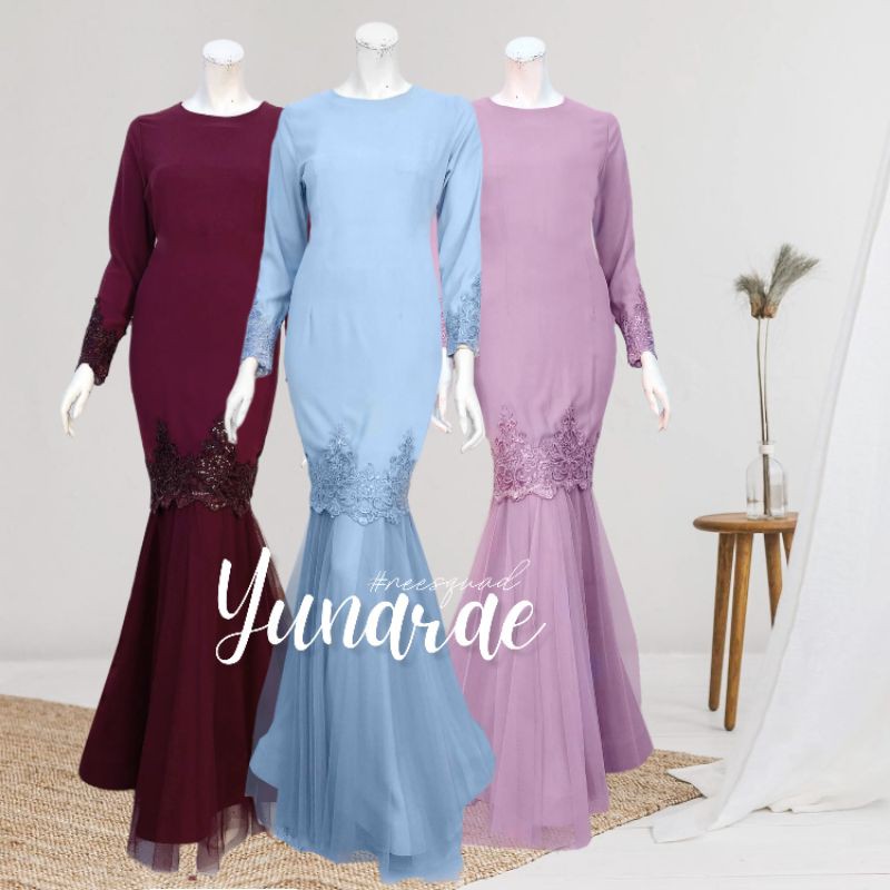 BAJU RAYA 2021 - YUNARAE - Baju Kurung Moden Lace Baju Nikah Tunang ...