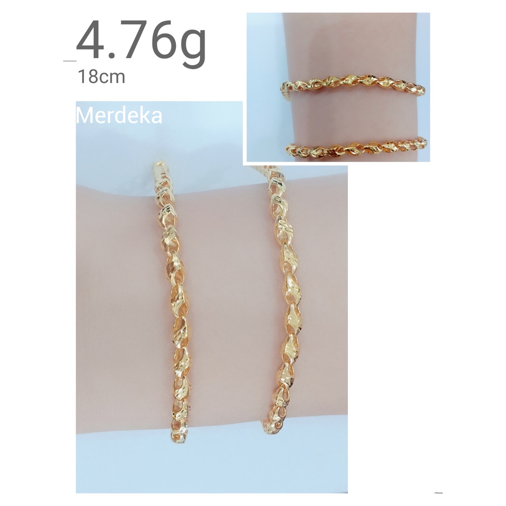 Merdeka 916 Gold Snail Design Bracelet / Emas 916 Rantai Tangan Corak ...