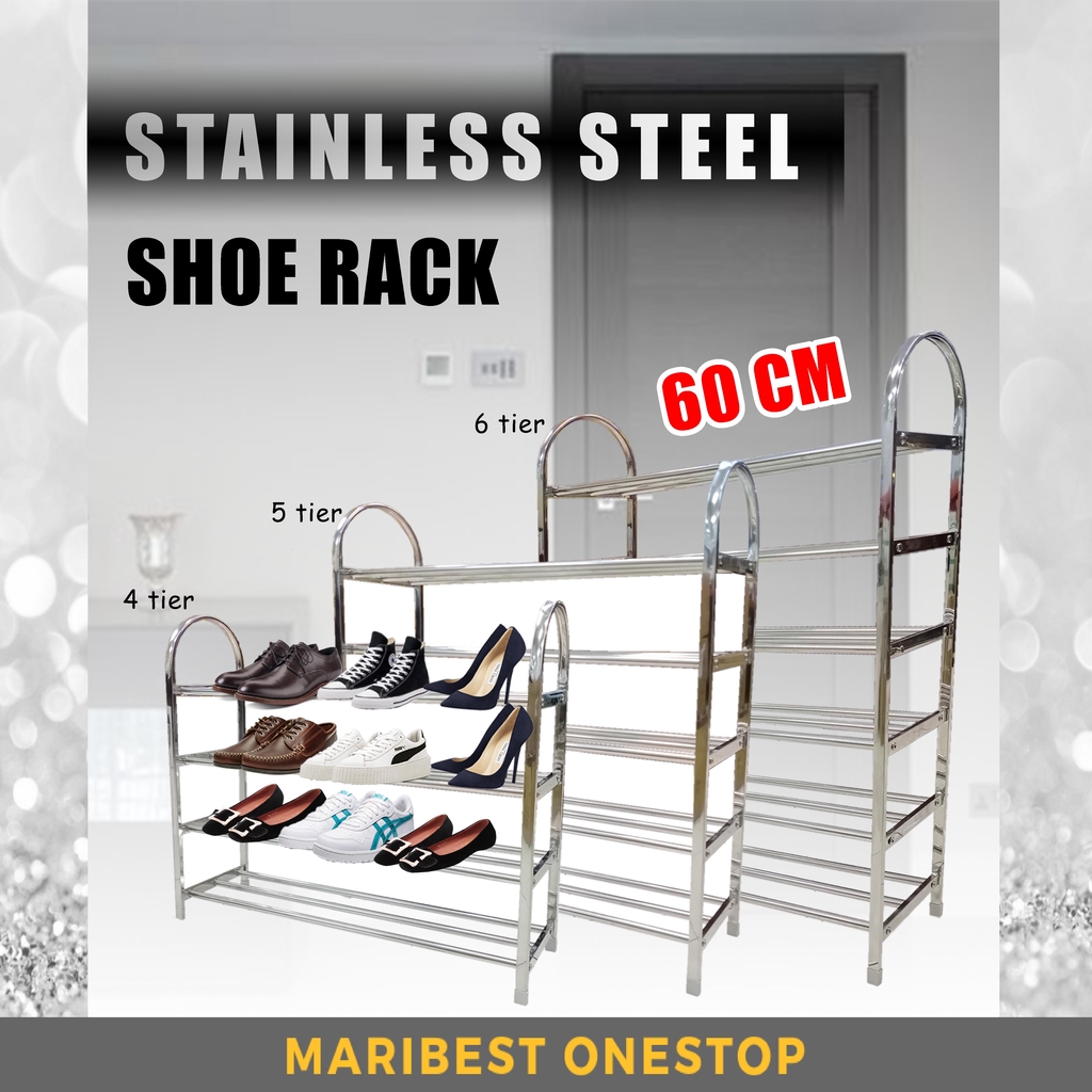 SHOE RACK FAMILY 4/5/6 TIER EXTRA LONG 60CM STAINLESS STEEL STANDING ...