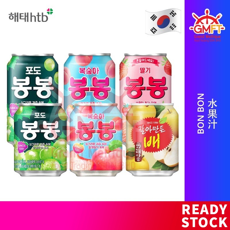 Korea Haitai Bonbon Juice Bon Bon Grape / Peach / Pear 238ml 韩国 海太桃果粒果汁 海太葡萄果汁水 梨子汁 | Shopee ...