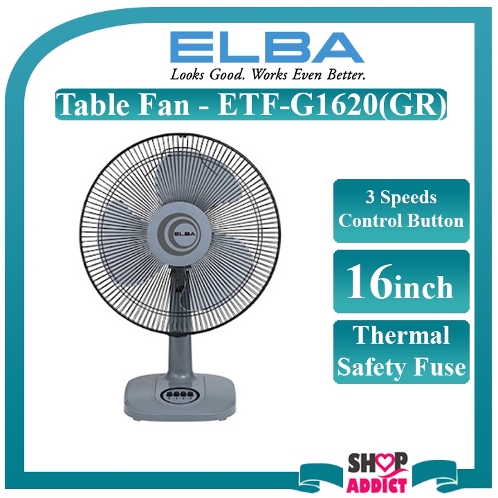 ELBA TABLE FAN 16 INCH 3 BLADES ETF-G1620 | Shopee Malaysia