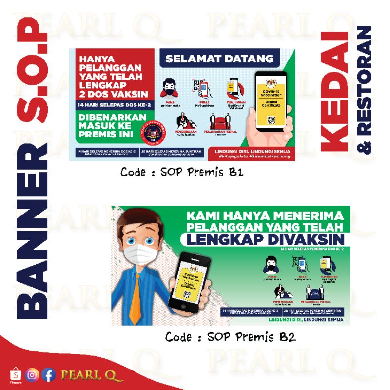 Banner SOP 3x6ft 4x8ft Bunting SOP Covid-19 Premis Restoran Kedai Makan ...