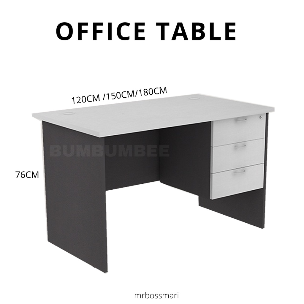 BUMBUMBE Writing Table With Fixed Pedestal 3 Drawer | Office Table ...