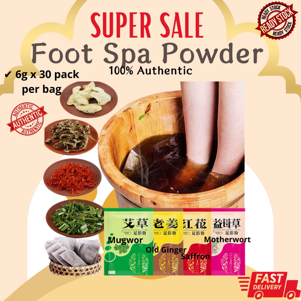 Ready Stock| Detoxification Herbal Foot SPA Powder Old Ginger Saffron ...