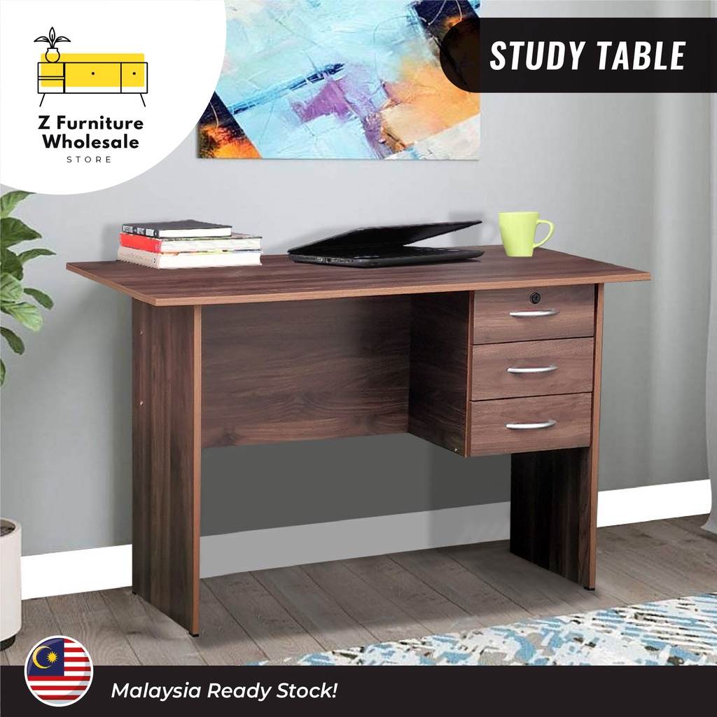 Wooden Office Study Table (Walnut) / Writing Study Table / Desktop ...