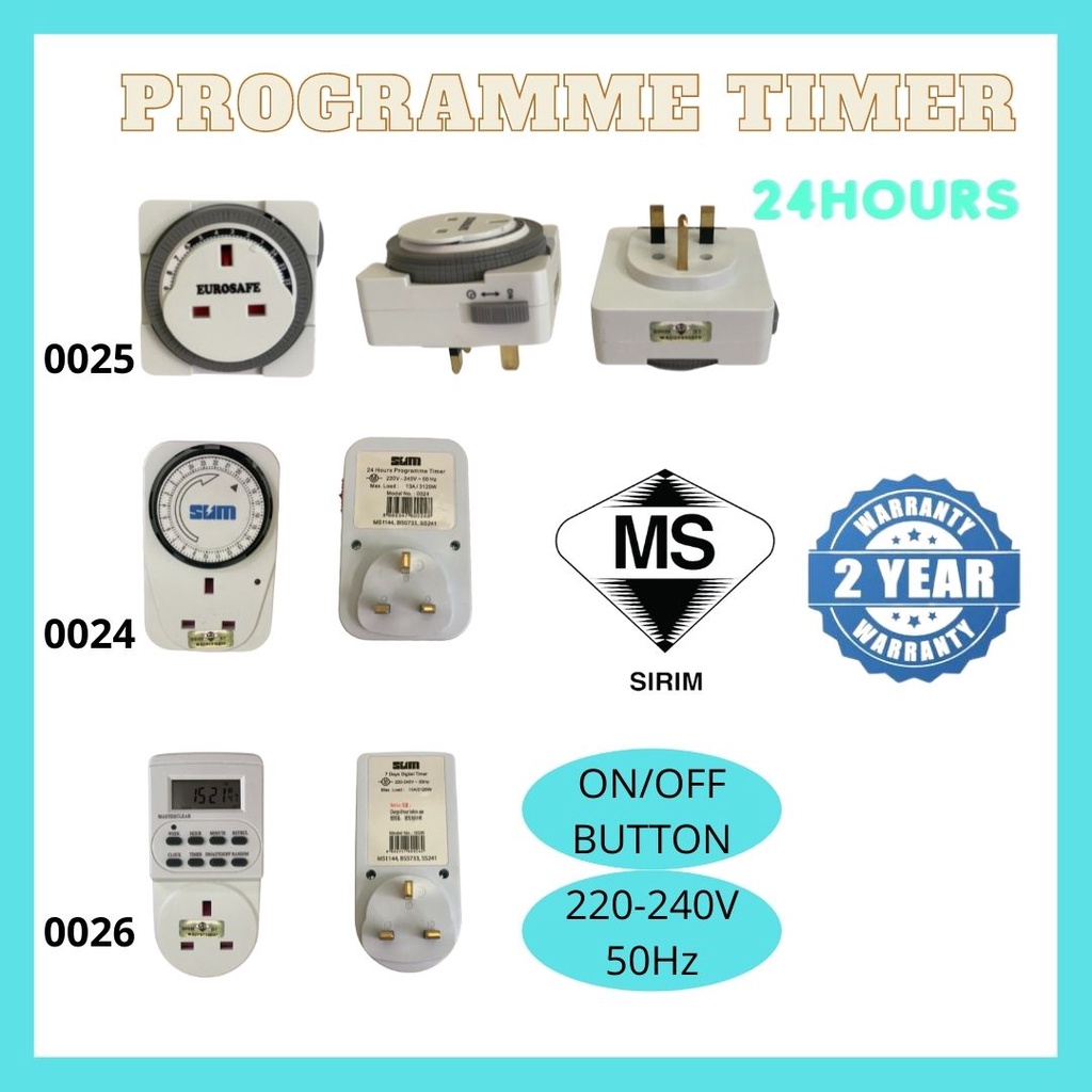 Original Programmer Timer 13a Socket Digital Timer 24hour 0024 0026 Sum