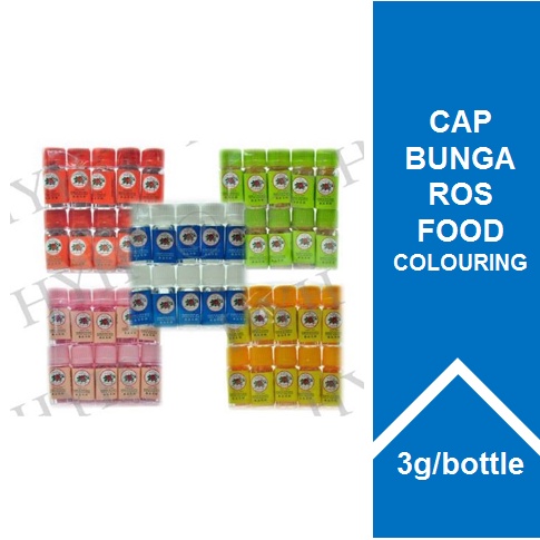 [1 BOTTLE] CAP BUNGA ROS 3g Food Colouring (Ros Serbuk Pewarna untuk ...