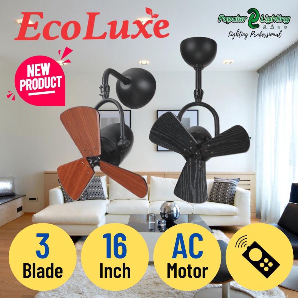 ECOLUXE ECO-288 16" Mini Fan AC Motor with 4 Speeds Remote Control ...