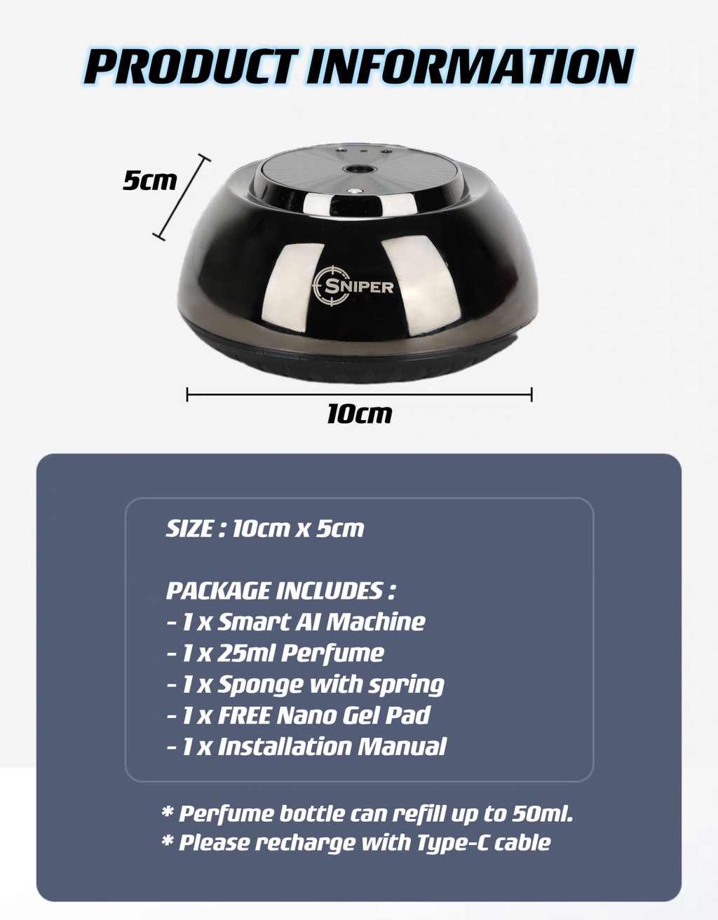 [LAUNCH PROMO] IMPORT SNIPER SMART AI NANO MIST DIFFUSER CAR Perfume ...