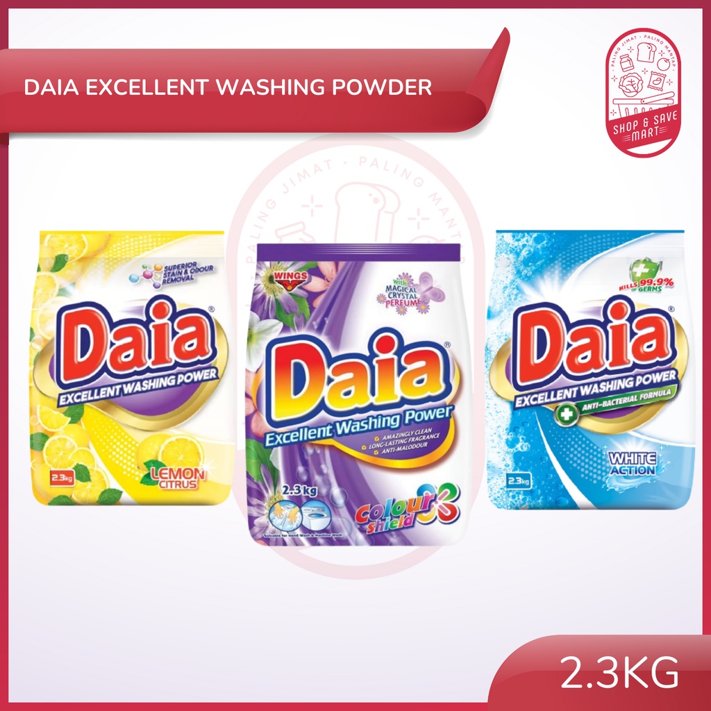Daia Excellent Washing Powder 2.3kg (White Action, Lemon Citrus, Colour ...