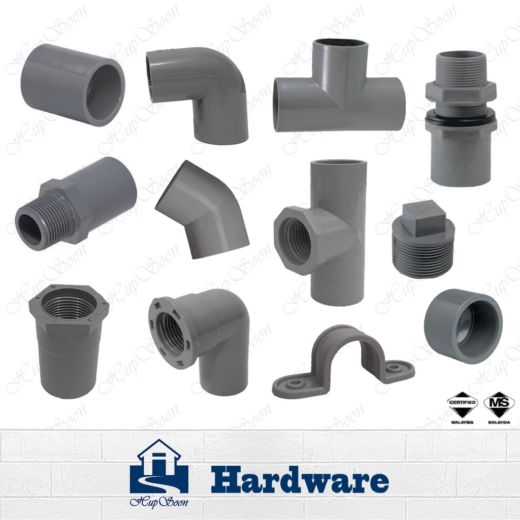 Pvc pipe fitting valve faucet p/t equal socket elbow 90° 45° tee v-tank ...