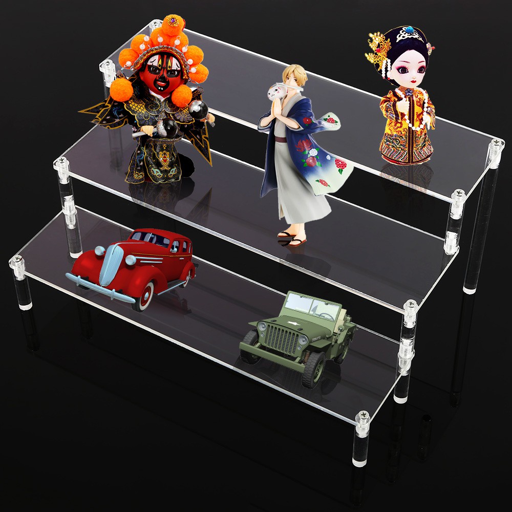 3 Tier Step Perspex Acrylic Plastic Display Stand Doll Clear Acrylic ...