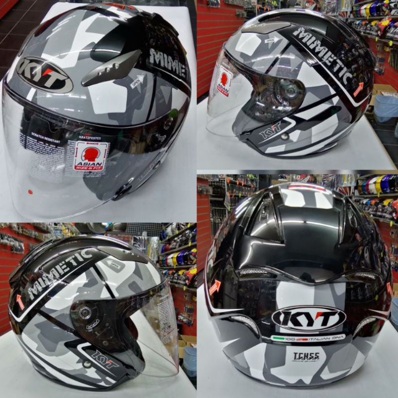 KYT HELLCAT MIMETIC GLOSSY GREY-MATT GREY HELMET ORIGINAL | Shopee Malaysia