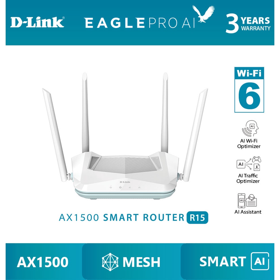 D-Link Eagle Pro AI AX1500 Smart Wireless WiFi 6 Mesh (R15+M15+E15 Form ...